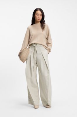 BOSS Relaxed-Fit Cotton-Linen Trousers
