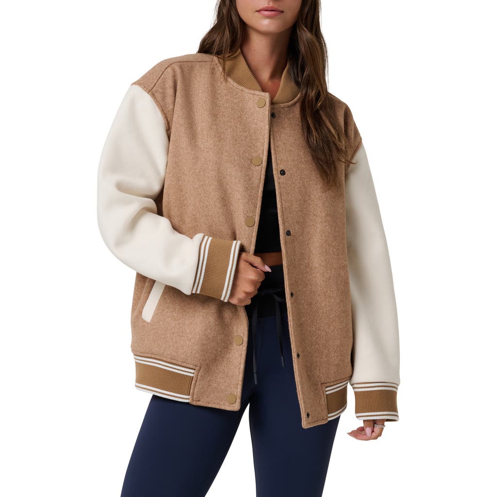 Travis Mathew Clubside Varsity Bomber Jacket - Heather Chestnut Multi ...