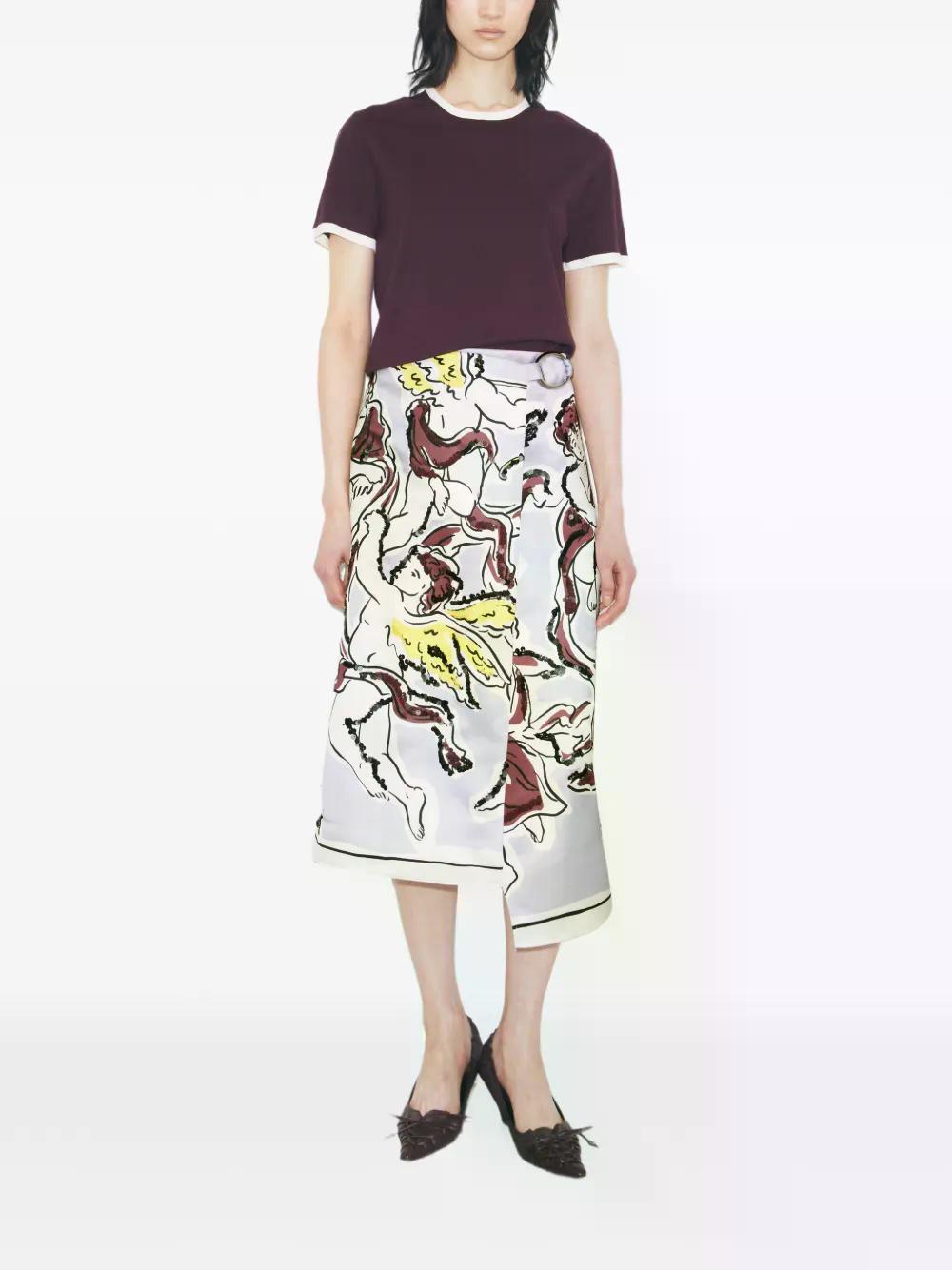 TORY BURCH Tory Burch Printed Satin Asymmetrical Wrap Skirt