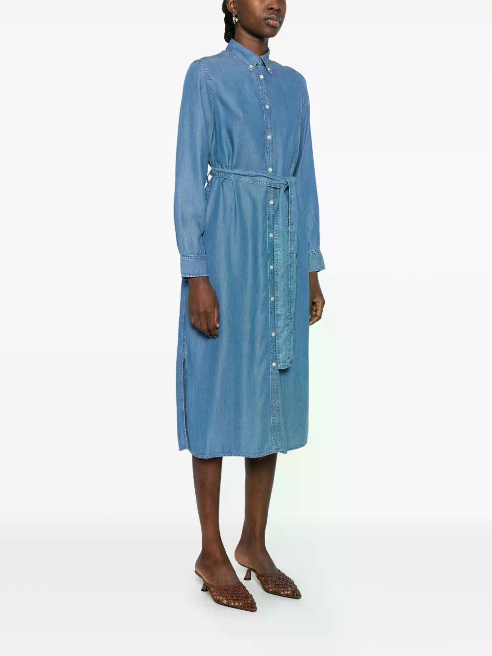 GANT Buttoned Belted Midi Shirt Dress