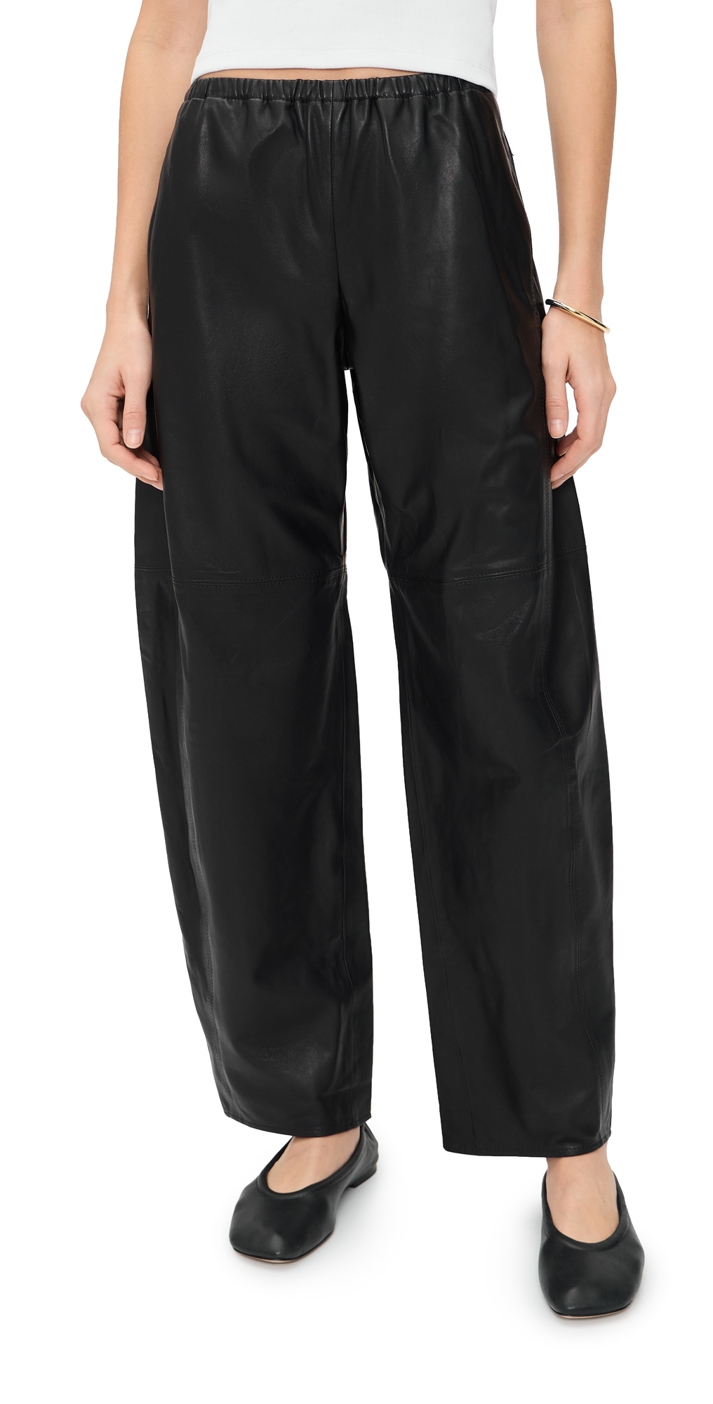 La Ligne Lamb Leather Colby Trousers - Black | Editorialist
