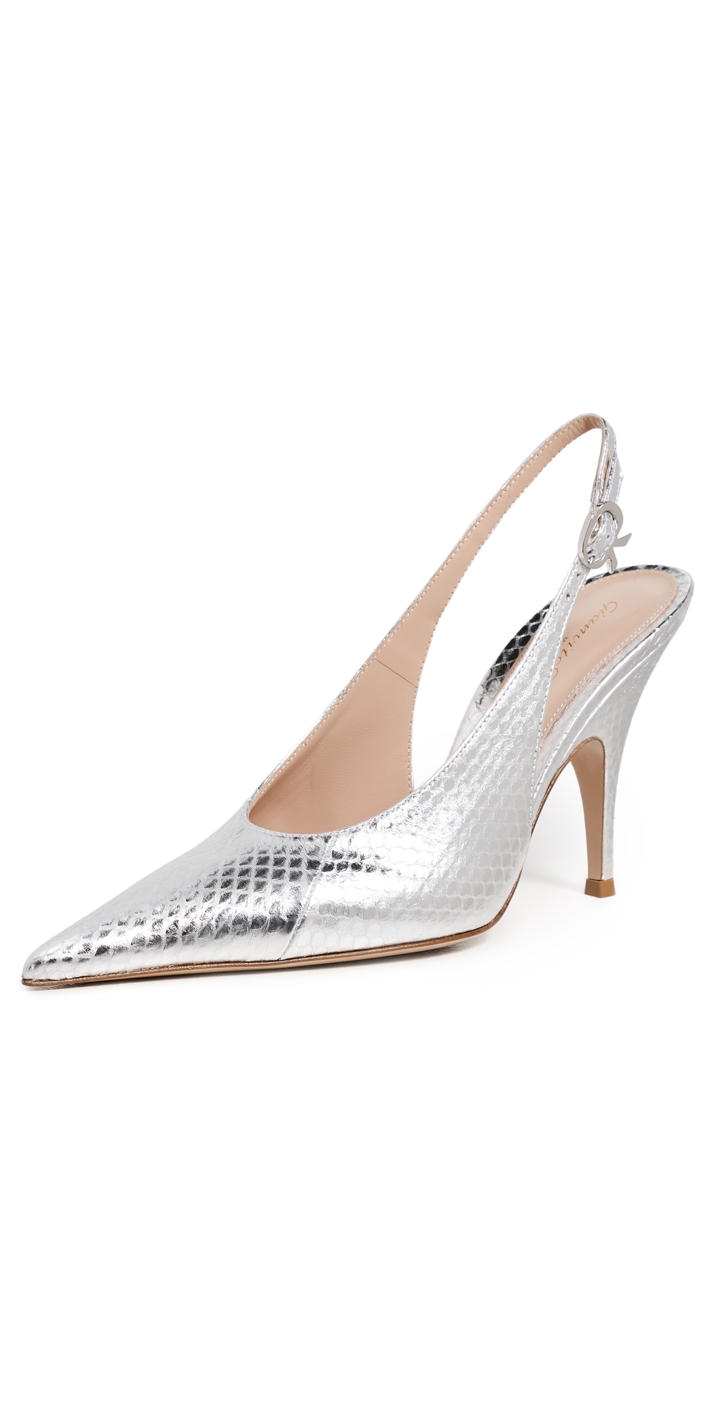 GIANVITO ROSSI Sofia Snakeskin Slingback Heels