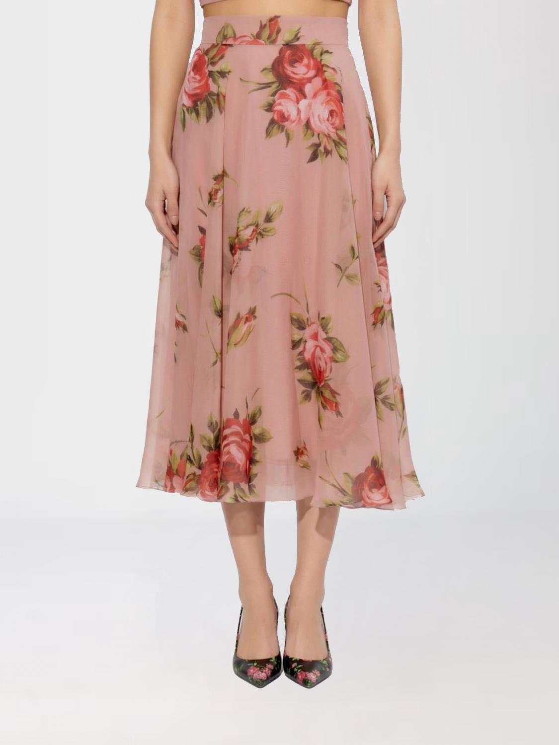 DOLCE & GABBANA Dolce & Gabbana Silk Floral Print Midi Skirt