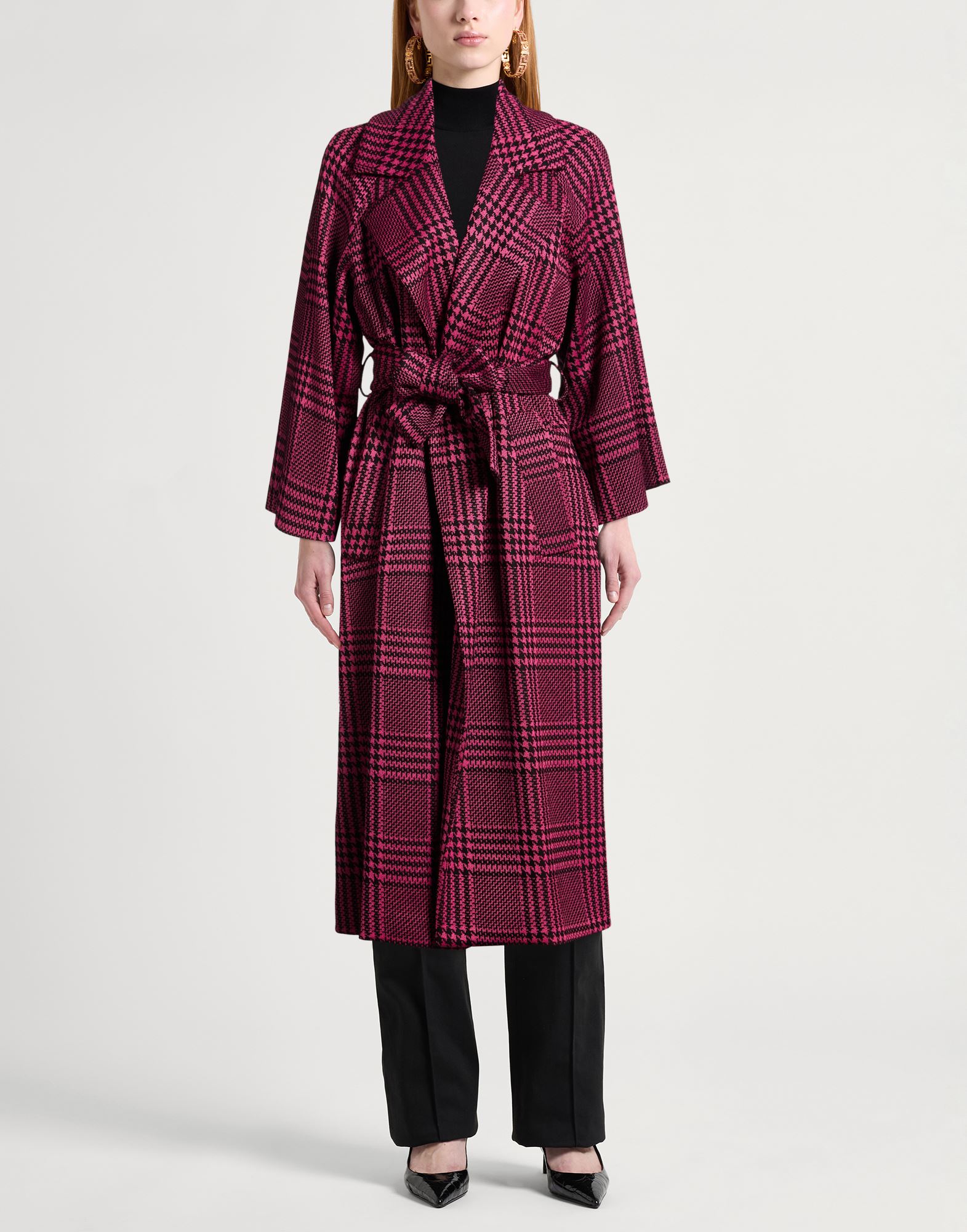 LIVIANA CONTI LIVIANA CONTI Houndstooth Flannel Belted Coat