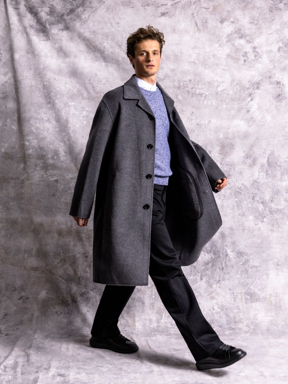 AMI Wool-Cashmere Blend Four-Button Coat
