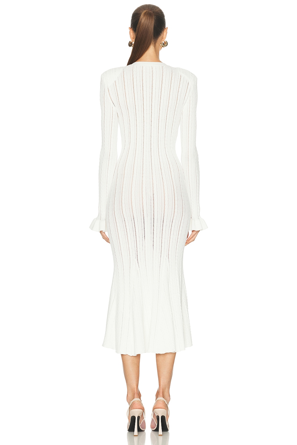 Self-Portrait Asymmetric Knit Midi Dress In Cream - 20% Off | Editorialist Self-Portrait Asymmetric Knit Midi Dress In Cream - 20% Off | Editorialist