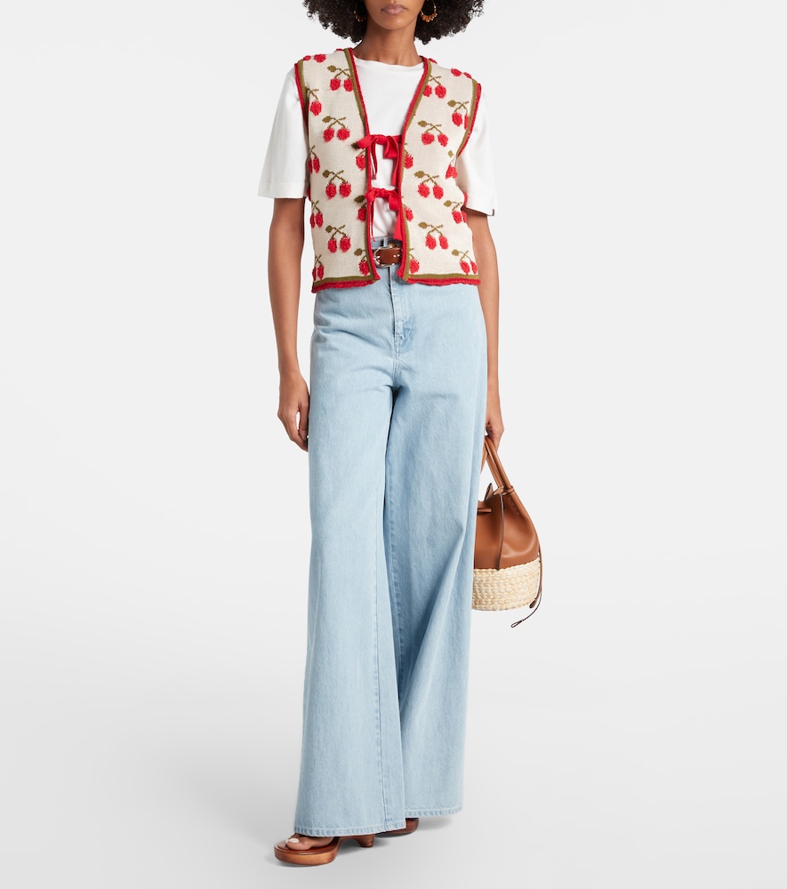 LA DOUBLEJ Cherry Cotton-Blend Intarsia Vest