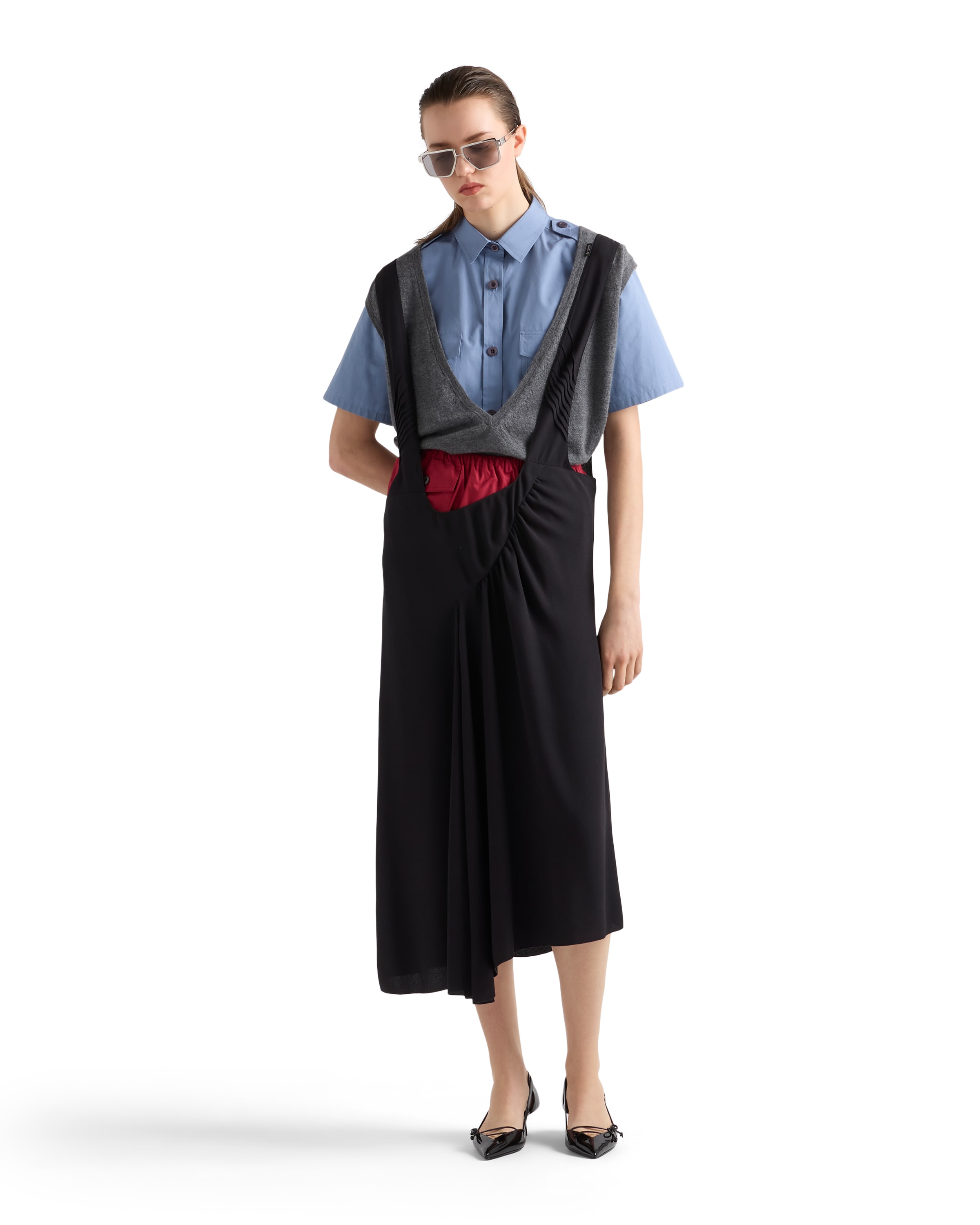 PRADA Satin Sablé Dress with Suspenders