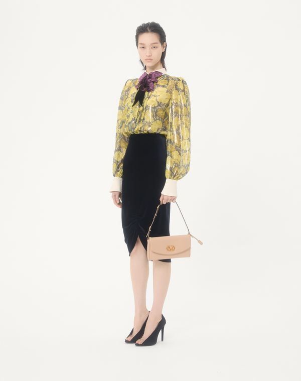 VALENTINO Valentino Velvet Midi Skirt with Front Draping