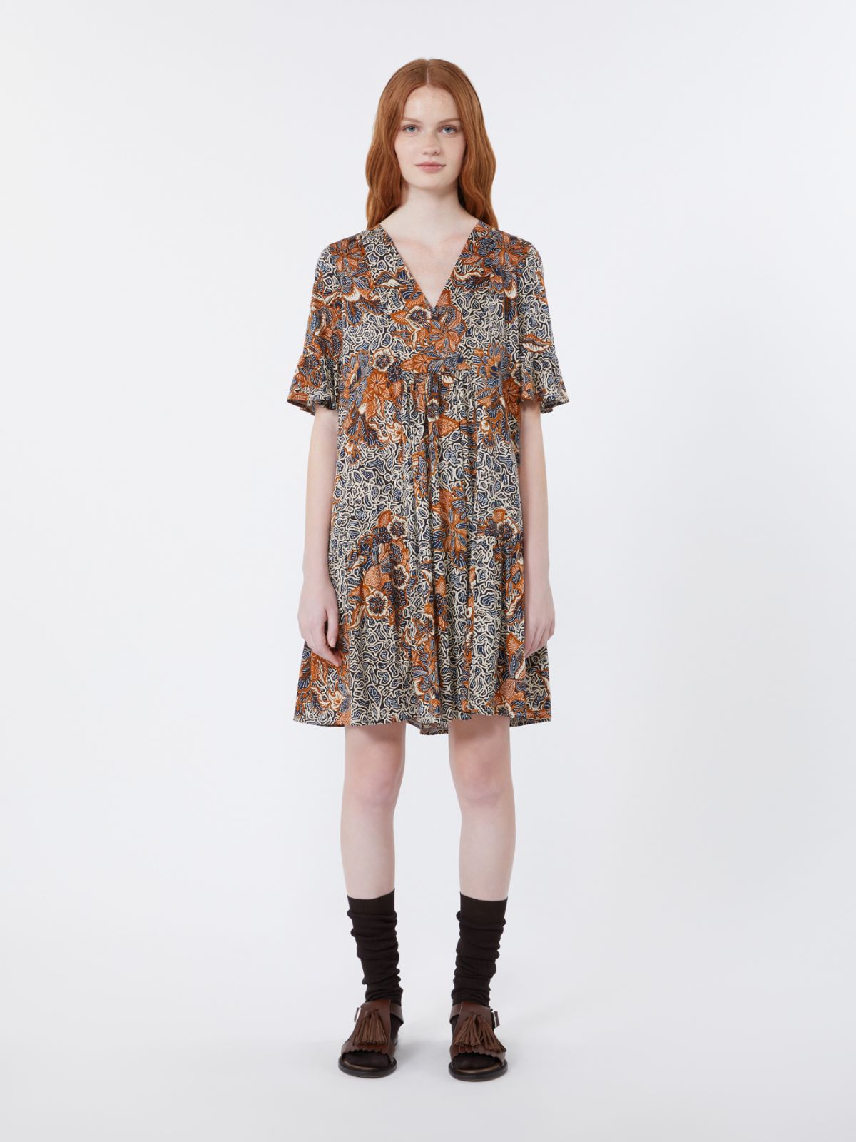 MAX MARA Printed Cotton Jersey Kaftan Dress