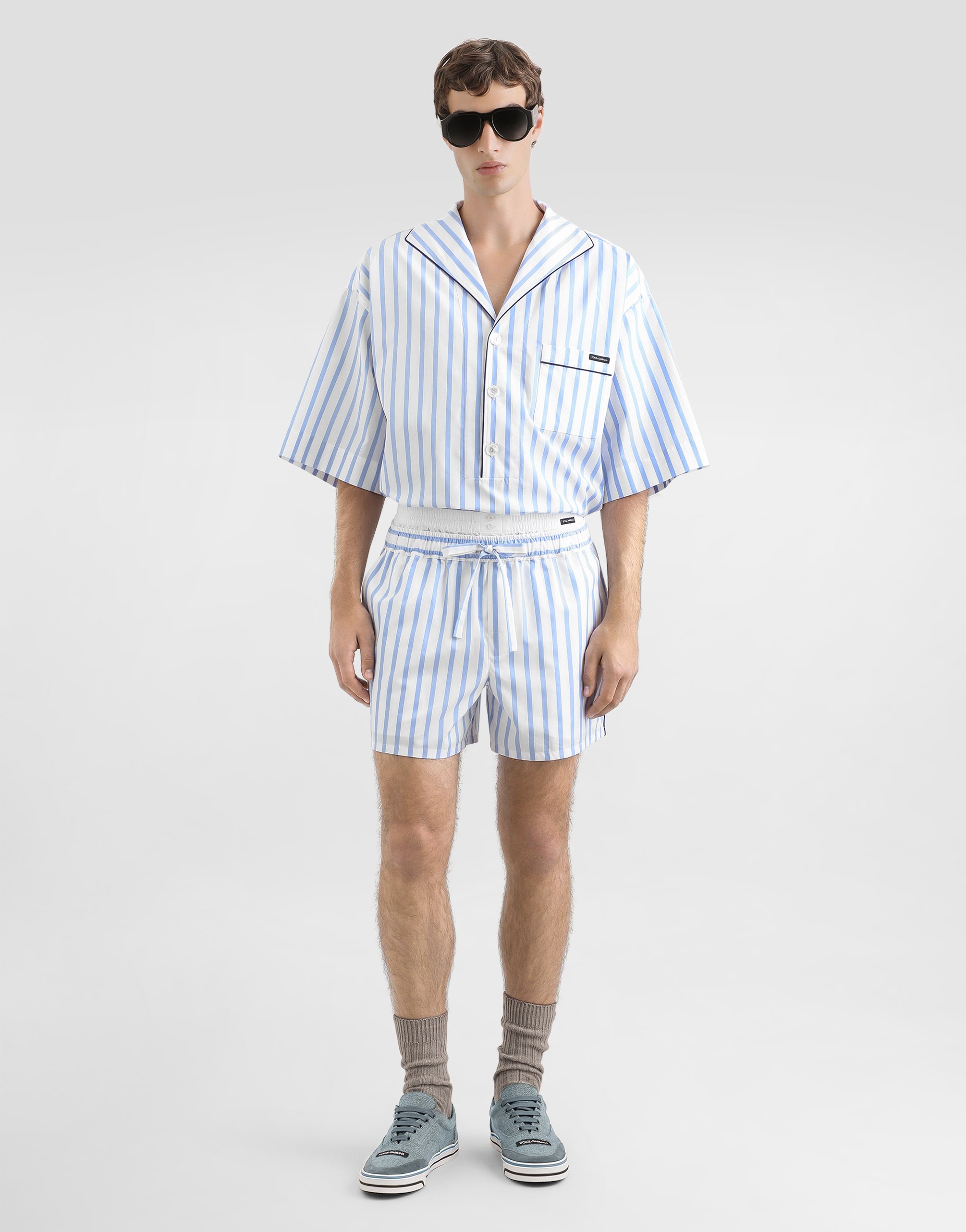 DOLCE & GABBANA Striped Poplin Bermuda Shorts