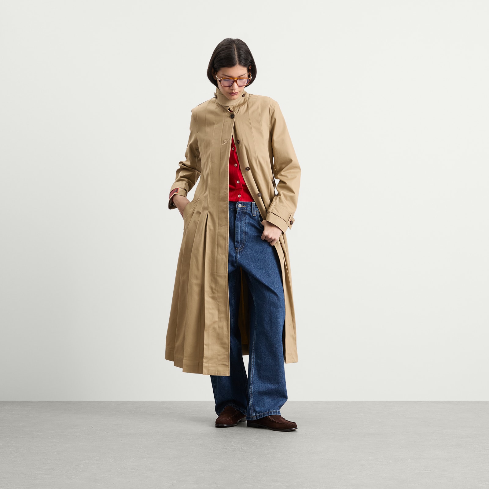 DAMSON MADDER Sofia Pleated Trench Coat