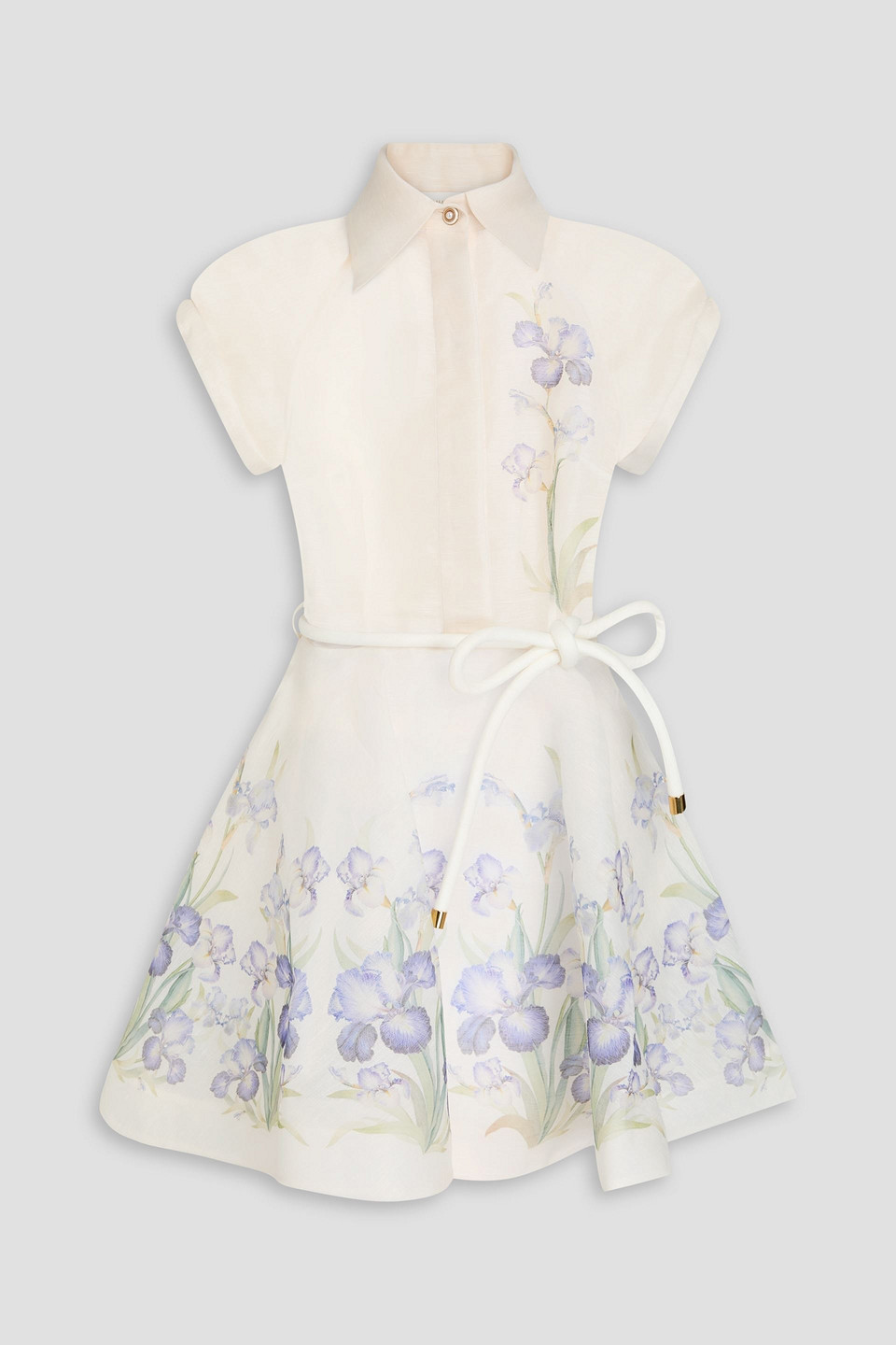 Zimmermann Floral-Print Linen And Silk-Blend Organza Mini Shirt Dress In Ecru - 50% Off | Editorialist Zimmermann Floral-Print Linen And Silk-Blend Organza Mini Shirt Dress In Ecru - 50% Off | Editorialist