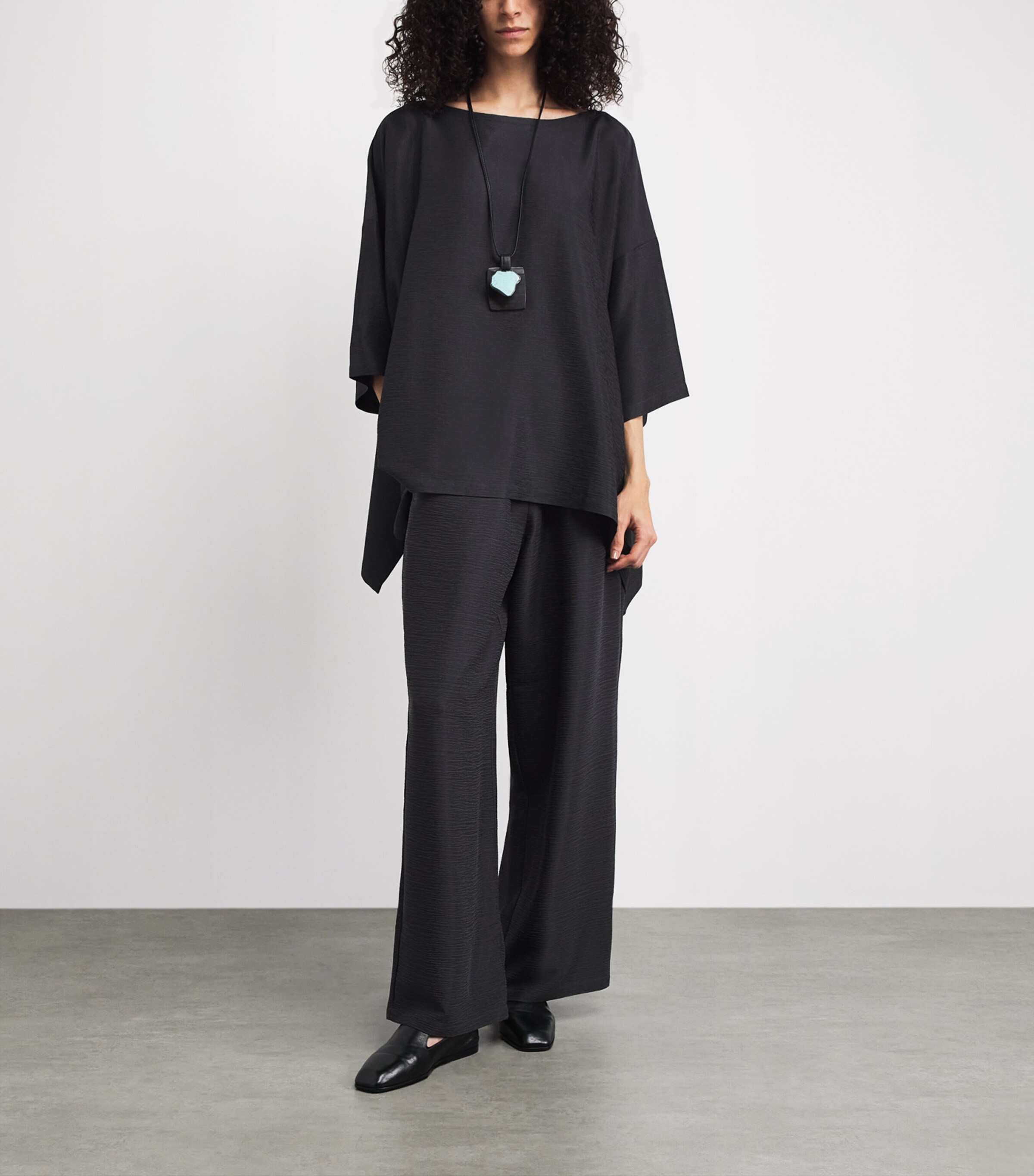 ESKANDAR Silk Plissé Flared Trousers