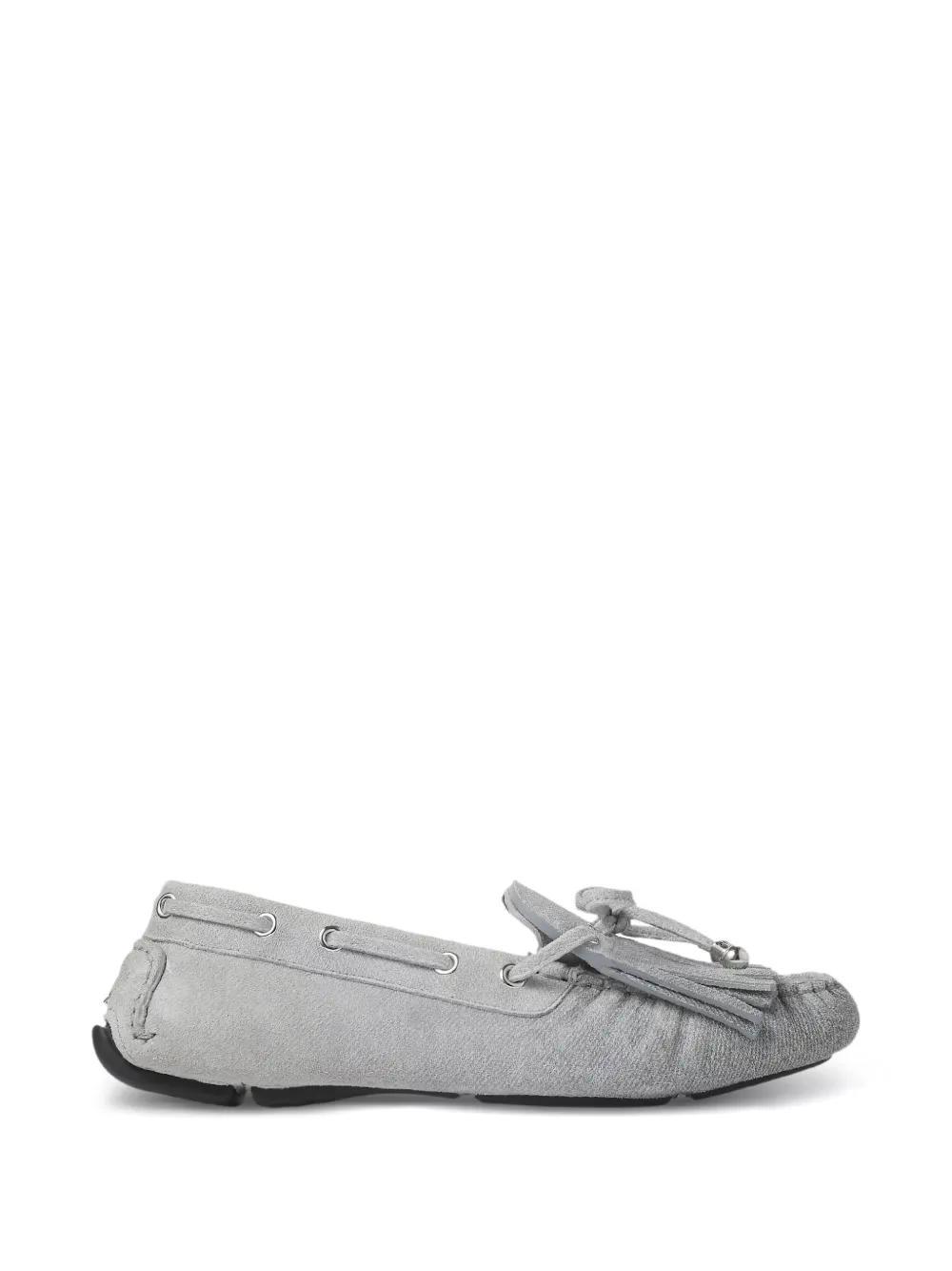 Jimmy Choo Gray Suede Tassel Loafers with Brown Tassels Jimmy Choo Gray Loafers with Fringe main image 3