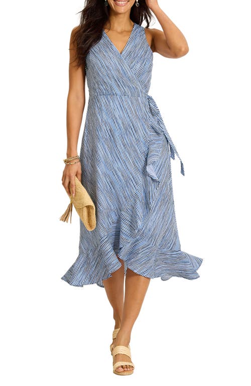 TOMMY BAHAMA Striped Linen Wrap Midi Dress