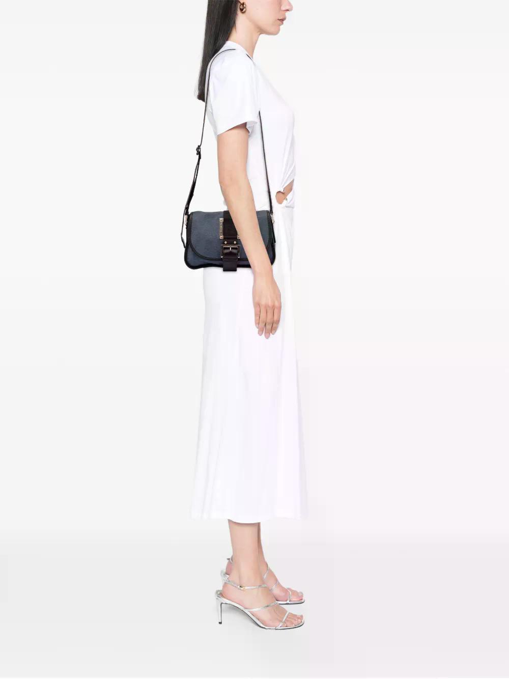 FENDI Zucca Trimmed Denim Flap Crossbody Bag