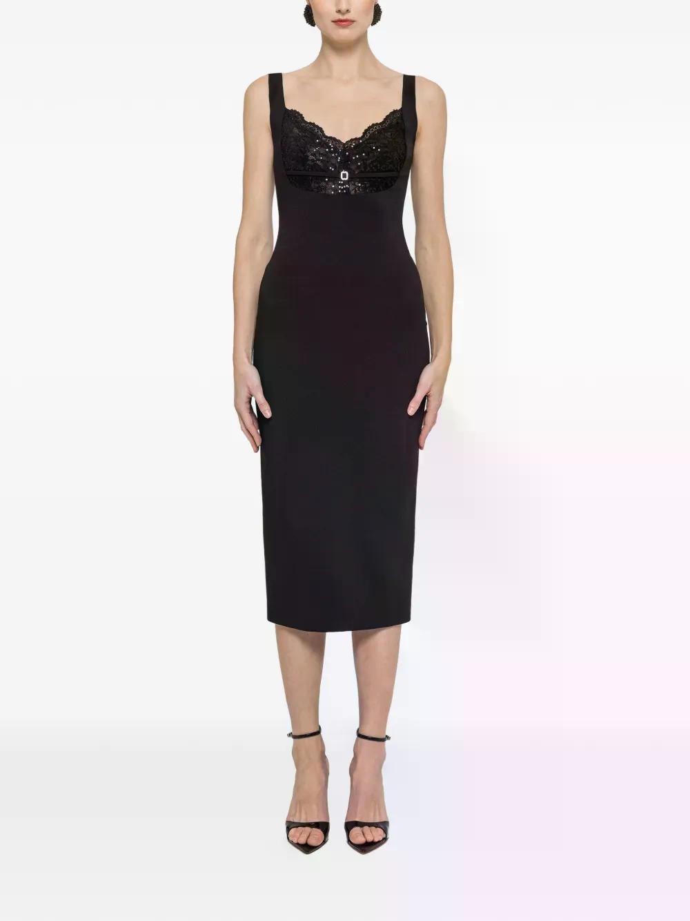 NISSA Lace Sequin Midi Dress