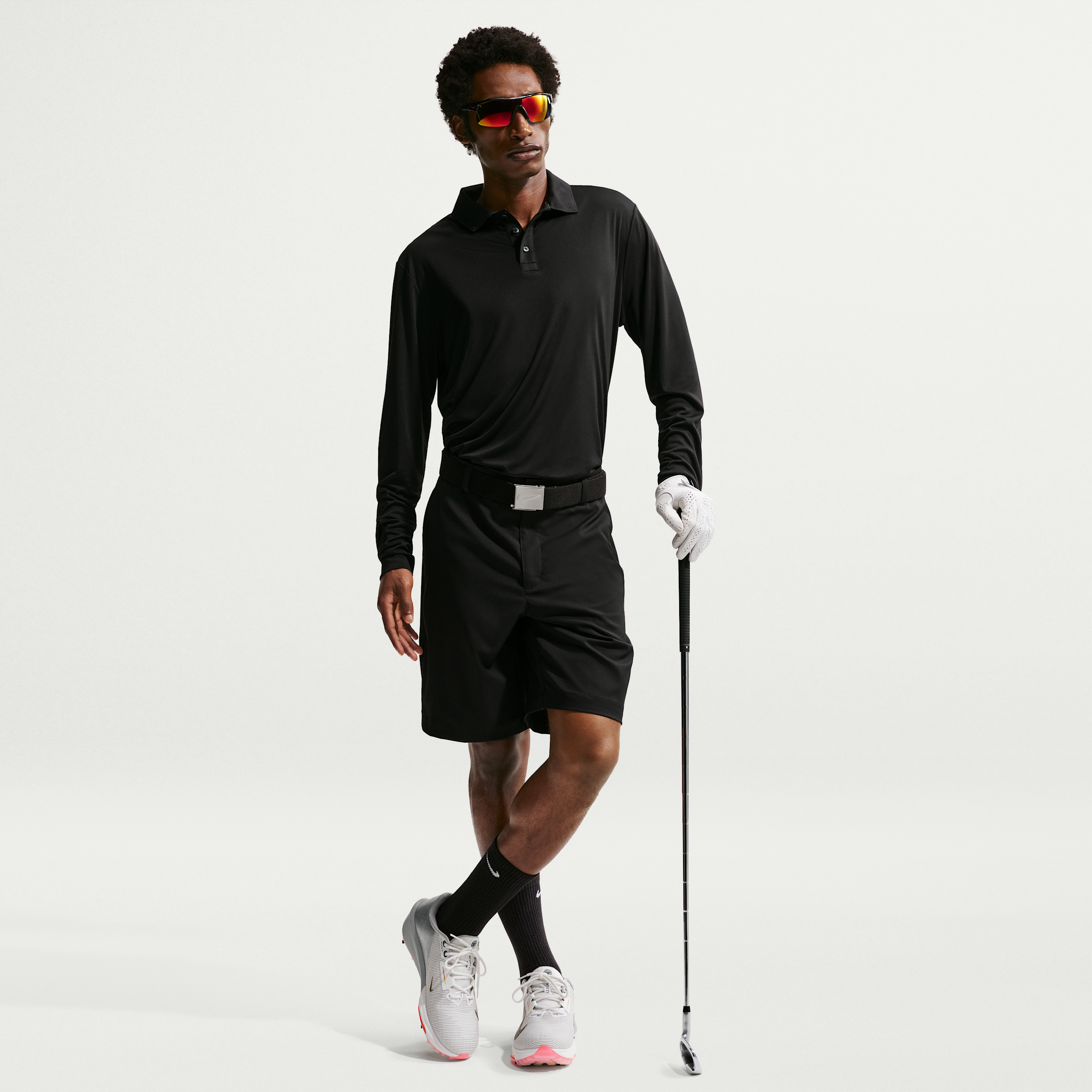 NIKE men's par dri-fit long-sleeve logo golf polo