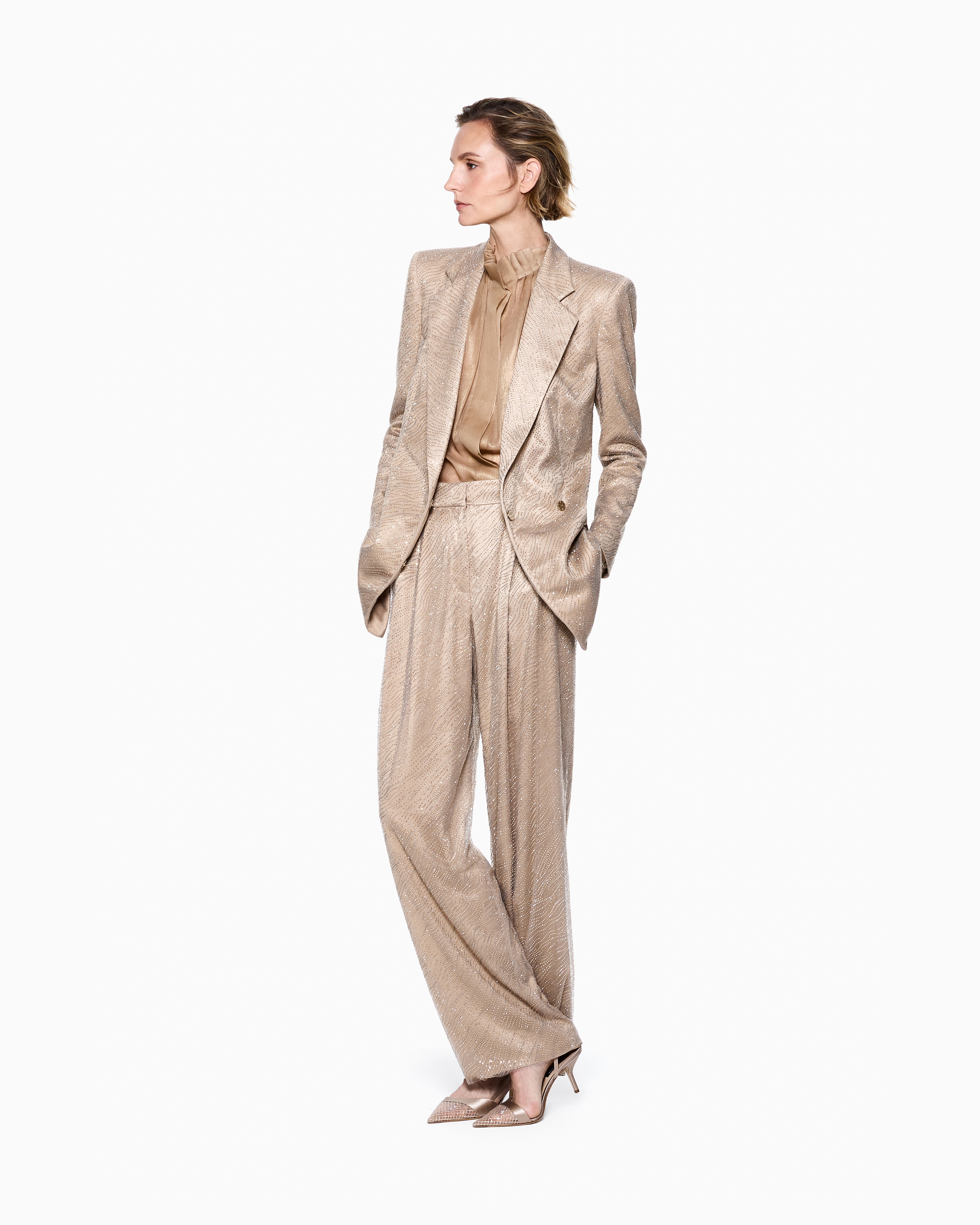 GIORGIO ARMANI Single-Breasted Rhinestone-Embroidered Silk Jacket