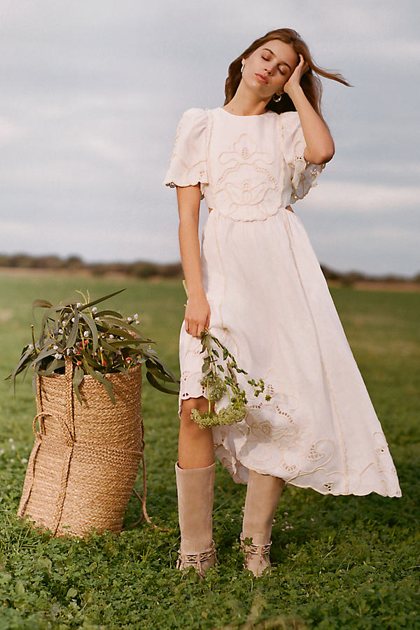 LOVAAN Freya A-Line Linen Midi Dress