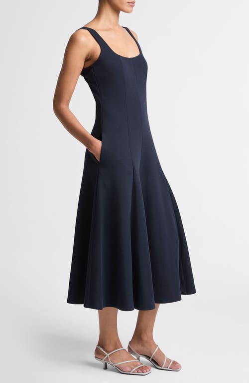 VINCE Square Neck Fit-and-Flare Midi Dress