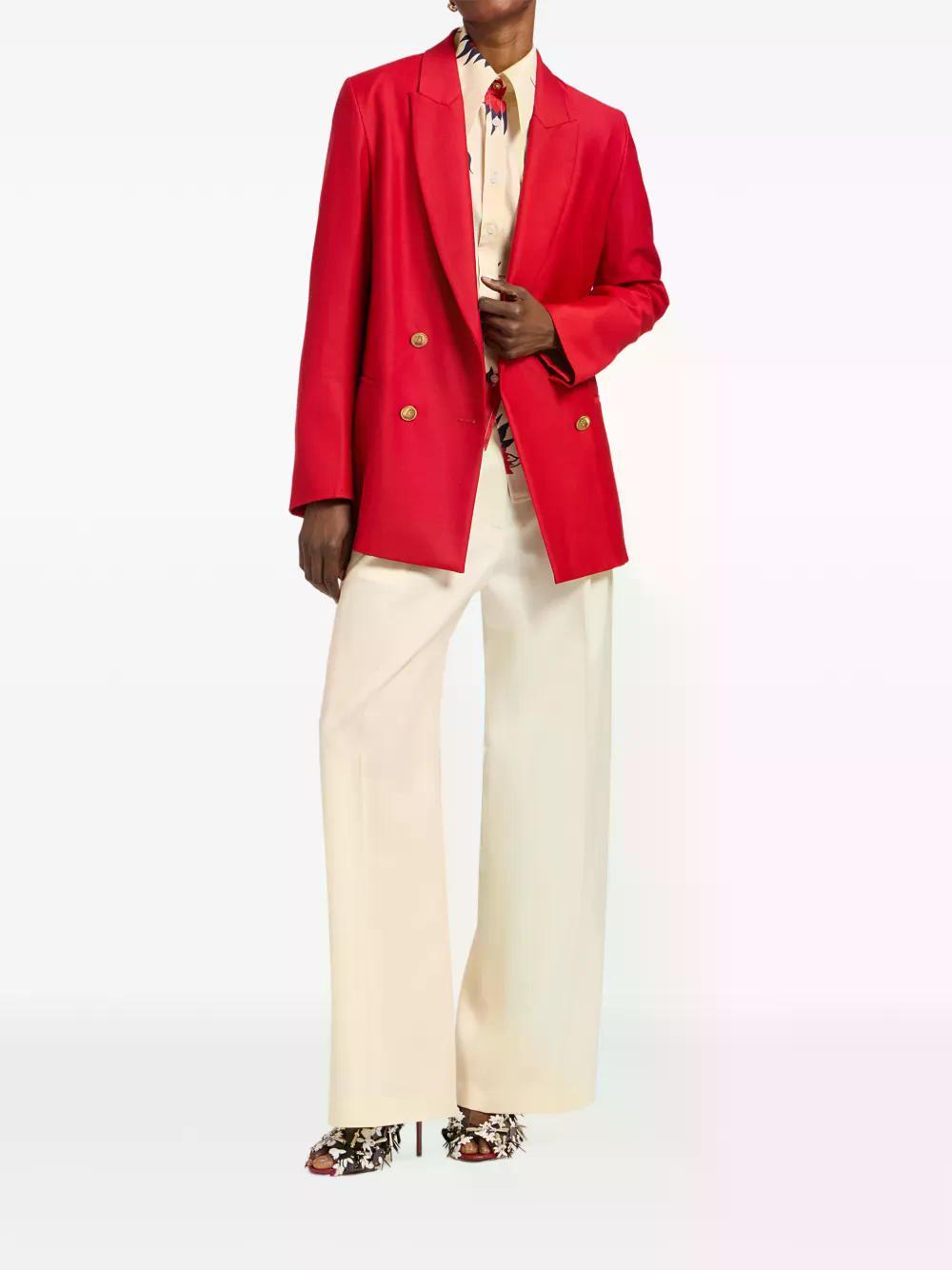 LA DOUBLEJ Double-Breasted Blazer with Gold-Tone Buttons