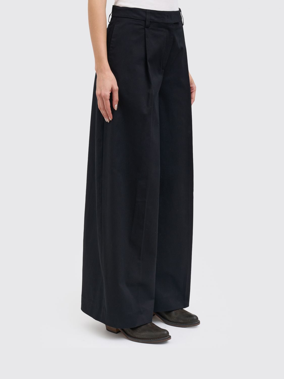 THELATEST Thelatest Wide Leg Stretch Cotton Trousers