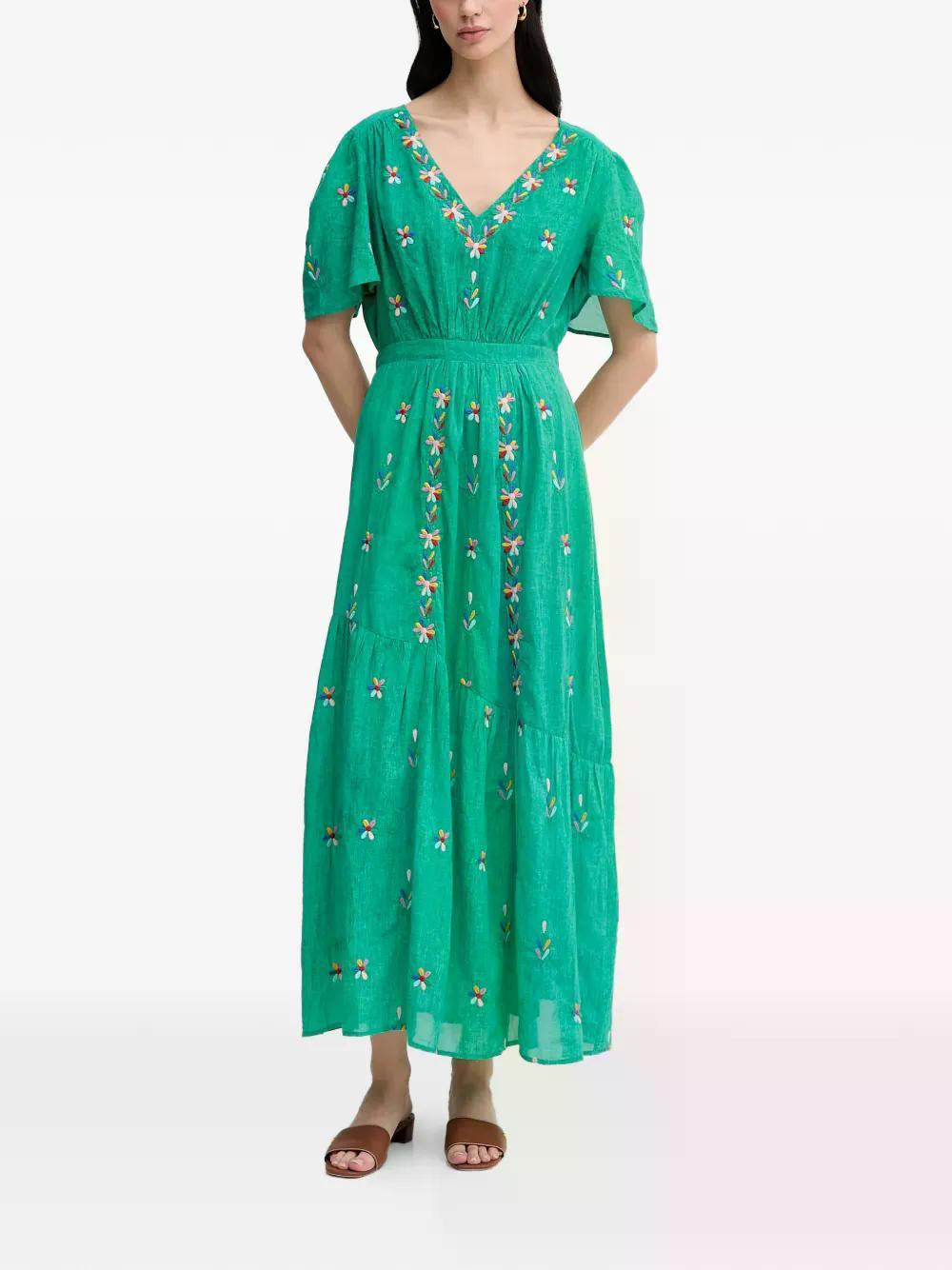 LA PETITE FRANÇAISE Rachele Embroidered V-Neck Maxi Dress