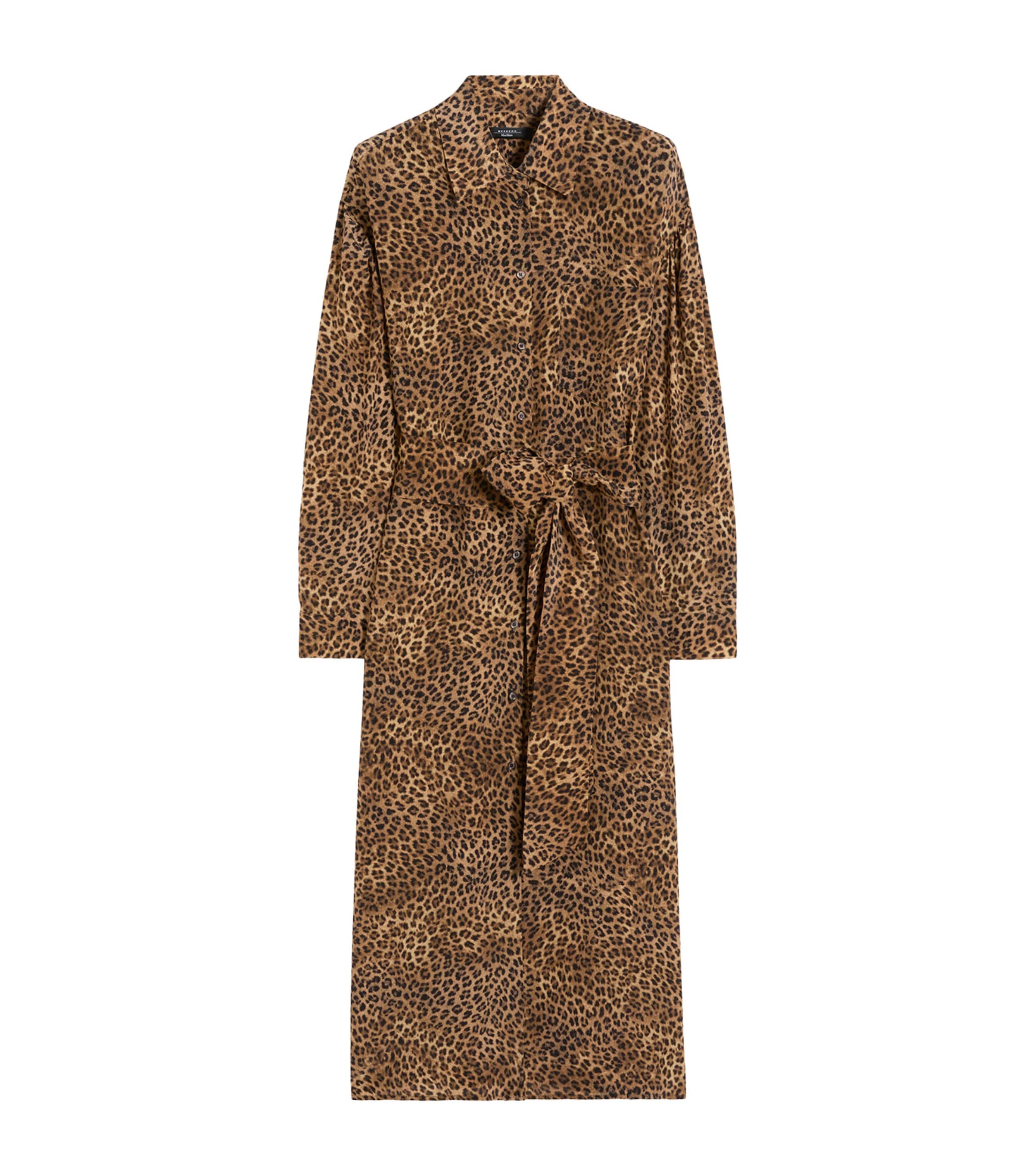 Max Mara Silk Leopard Print Midi Shirt Dress - Beige | Editorialist Max Mara Silk Leopard Print Midi Shirt Dress - Beige | Editorialist