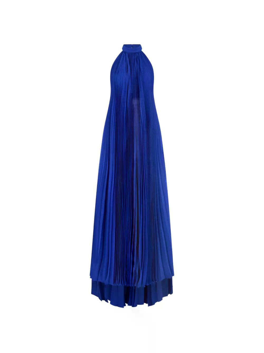 Mac Duggal Halter Pleated Maxi Dress In Pink - 86% Off | Editorialist