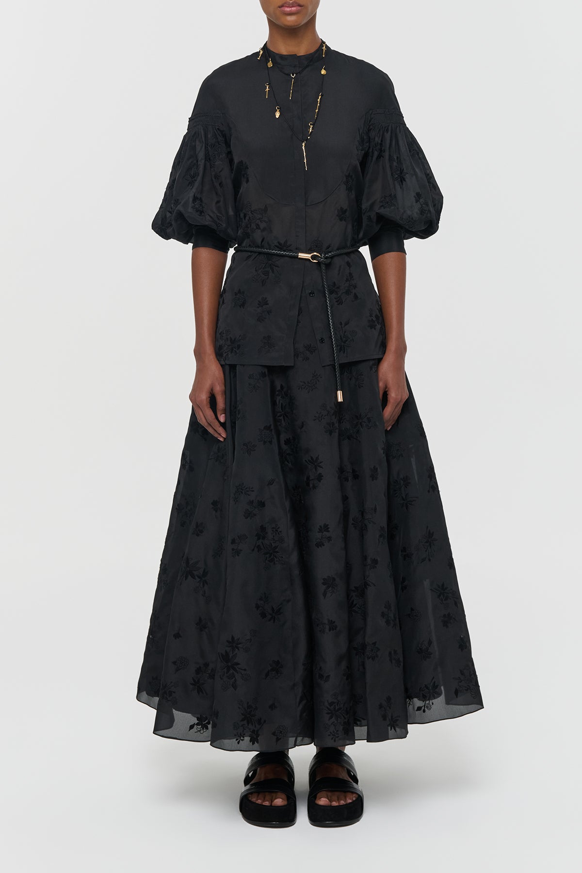 GABRIELA HEARST Sonya Mia's Flowers Maxi Skirt in Embroidered Silk Organza