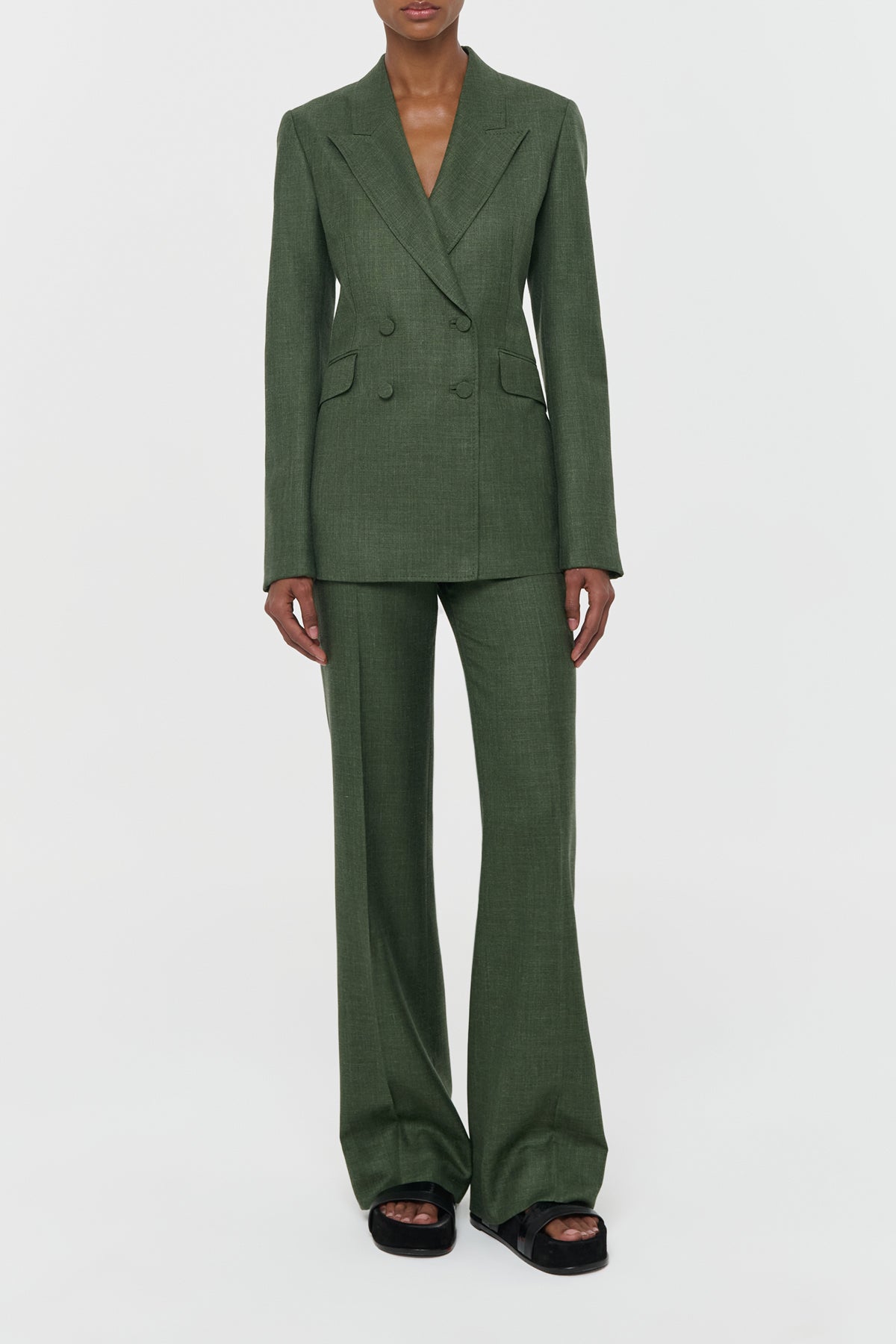 GABRIELA HEARST Gabriela Hearst Angela Double-Breasted Virgin Wool Silk Linen Blazer