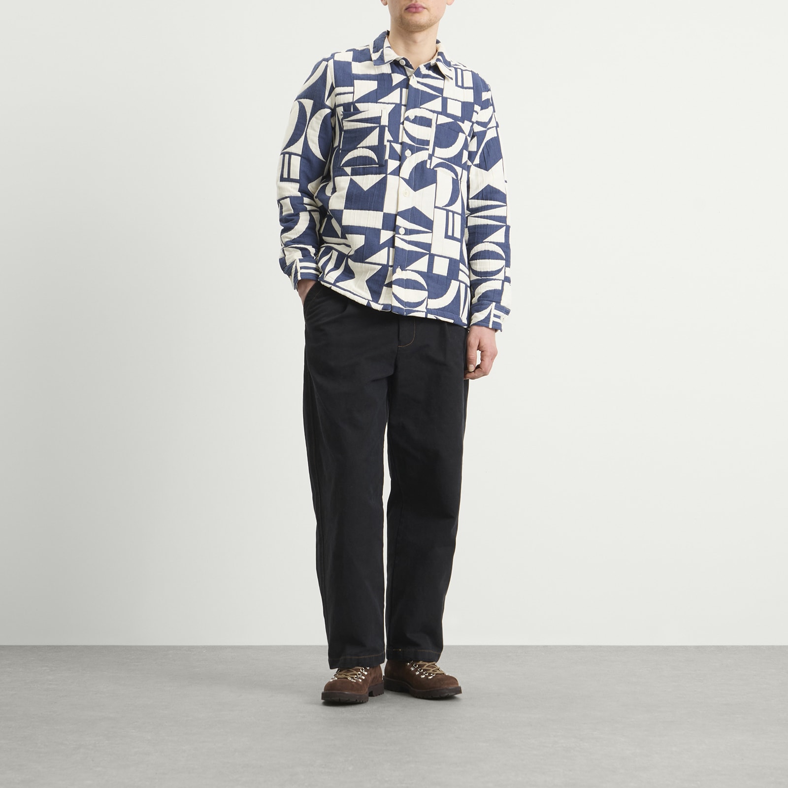 WAX LONDON otto geo block quilt overshirt