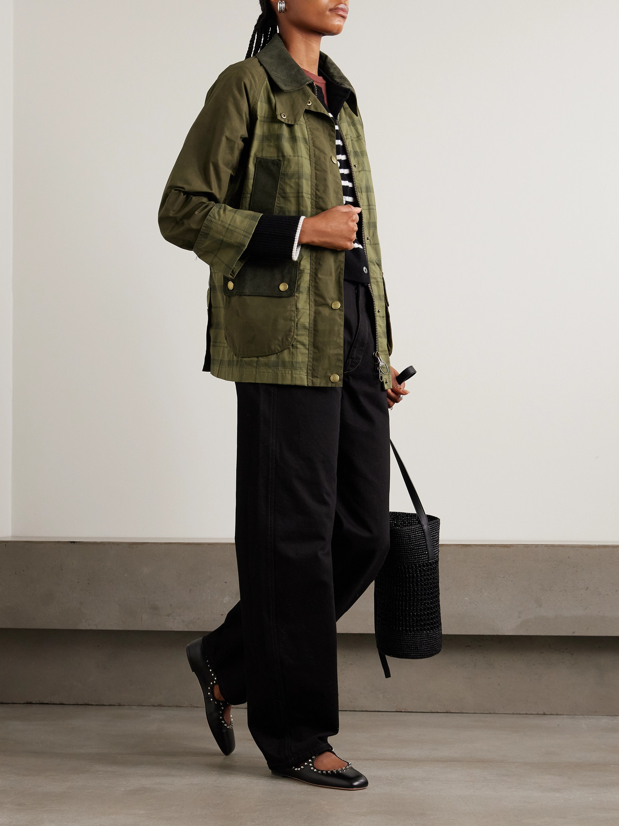 BARBOUR Beadnell Checked Cotton Jacket with Corduroy Trim