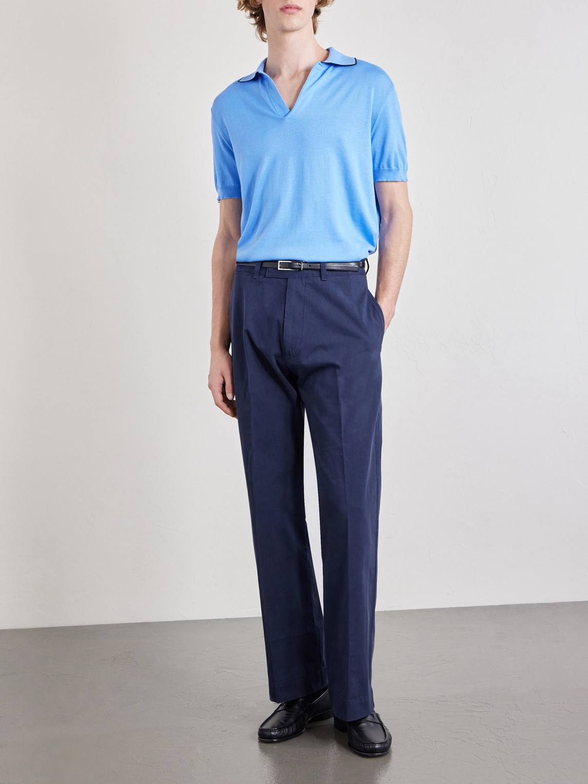 TOM FORD TOM FORD - Sea Island Cotton and Silk-Blend Polo Shirt - Men - Blue