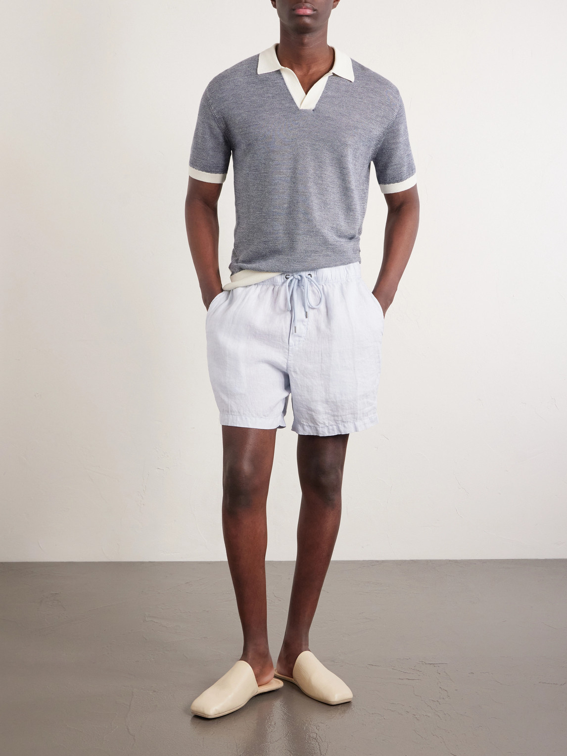 JAMES PERSE Straight-Leg Linen Drawstring Shorts
