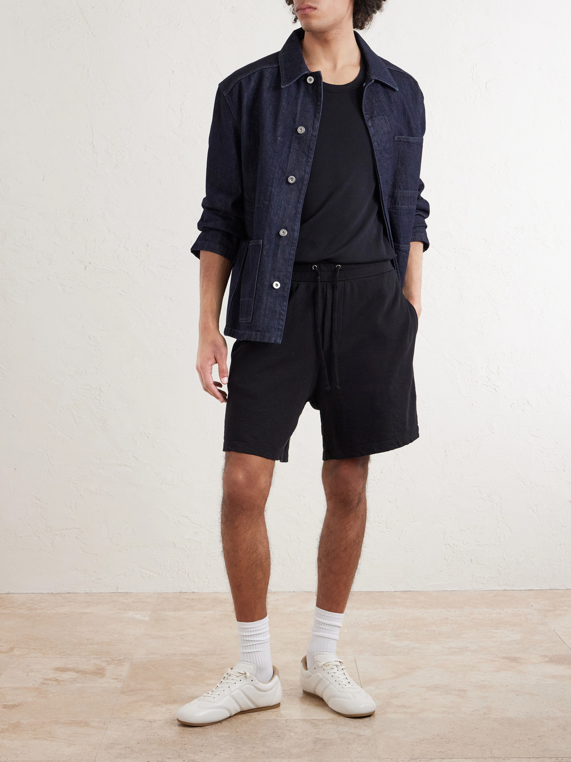 JAMES PERSE Straight-Leg Cotton-Jersey Drawstring Shorts
