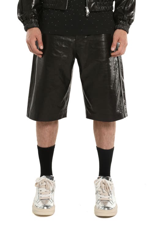 PURPLE BRAND Relaxed Sheepskin Leather Track Shorts