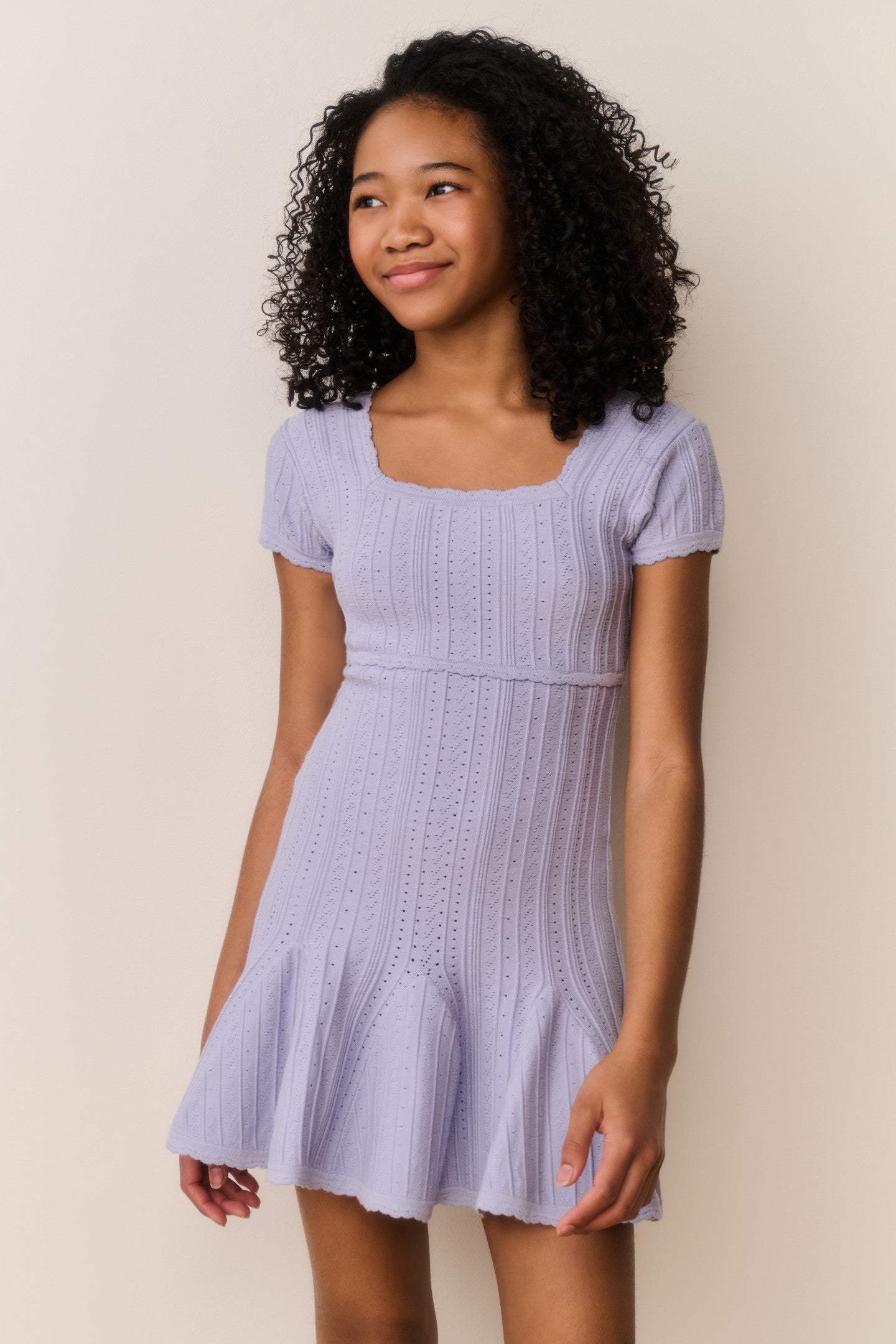 knee length dresses for ladies Géraldine white pointelle-knit midi dress main image 1