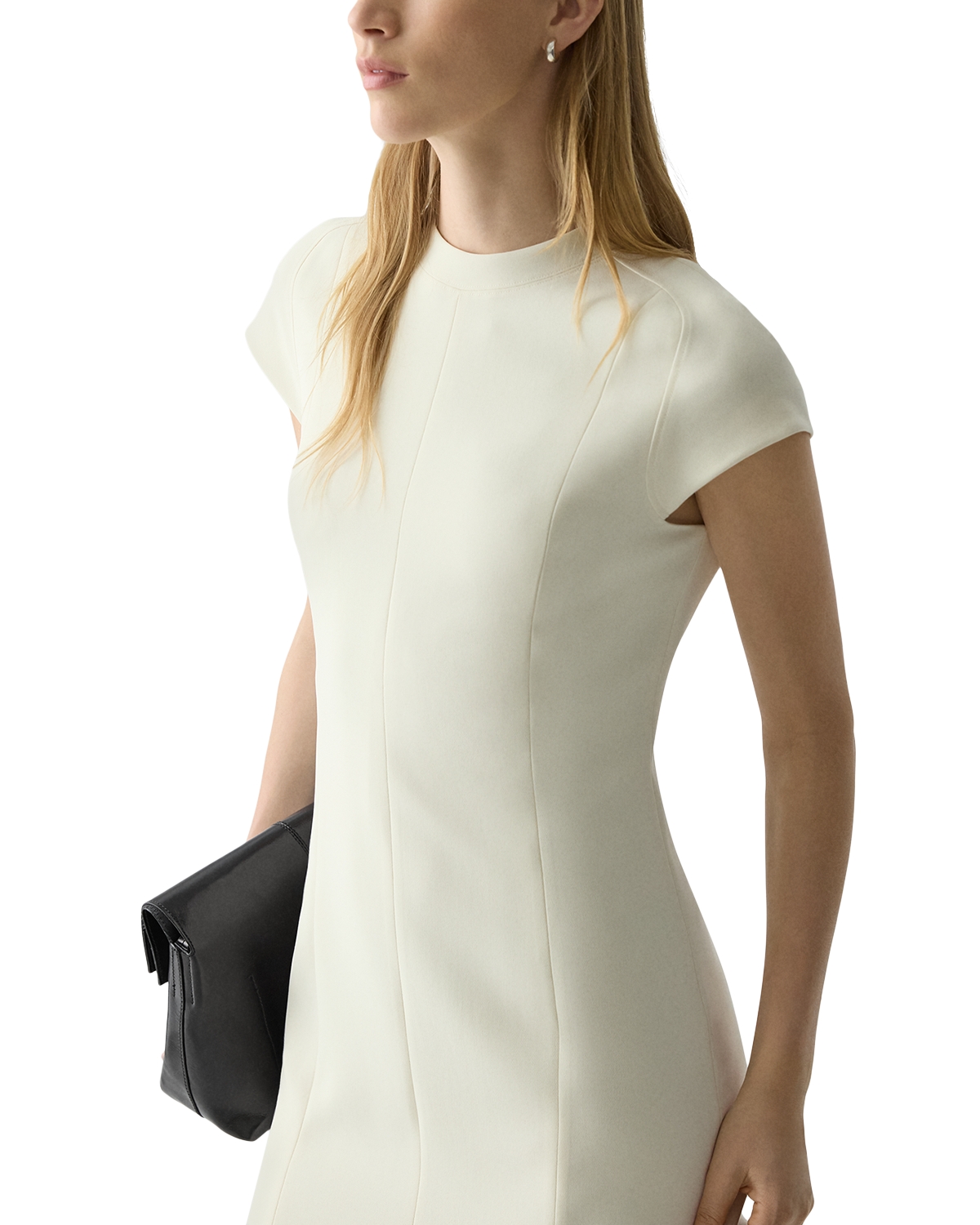 theory structured fitted dress Linen-blend midi dress - baby pink