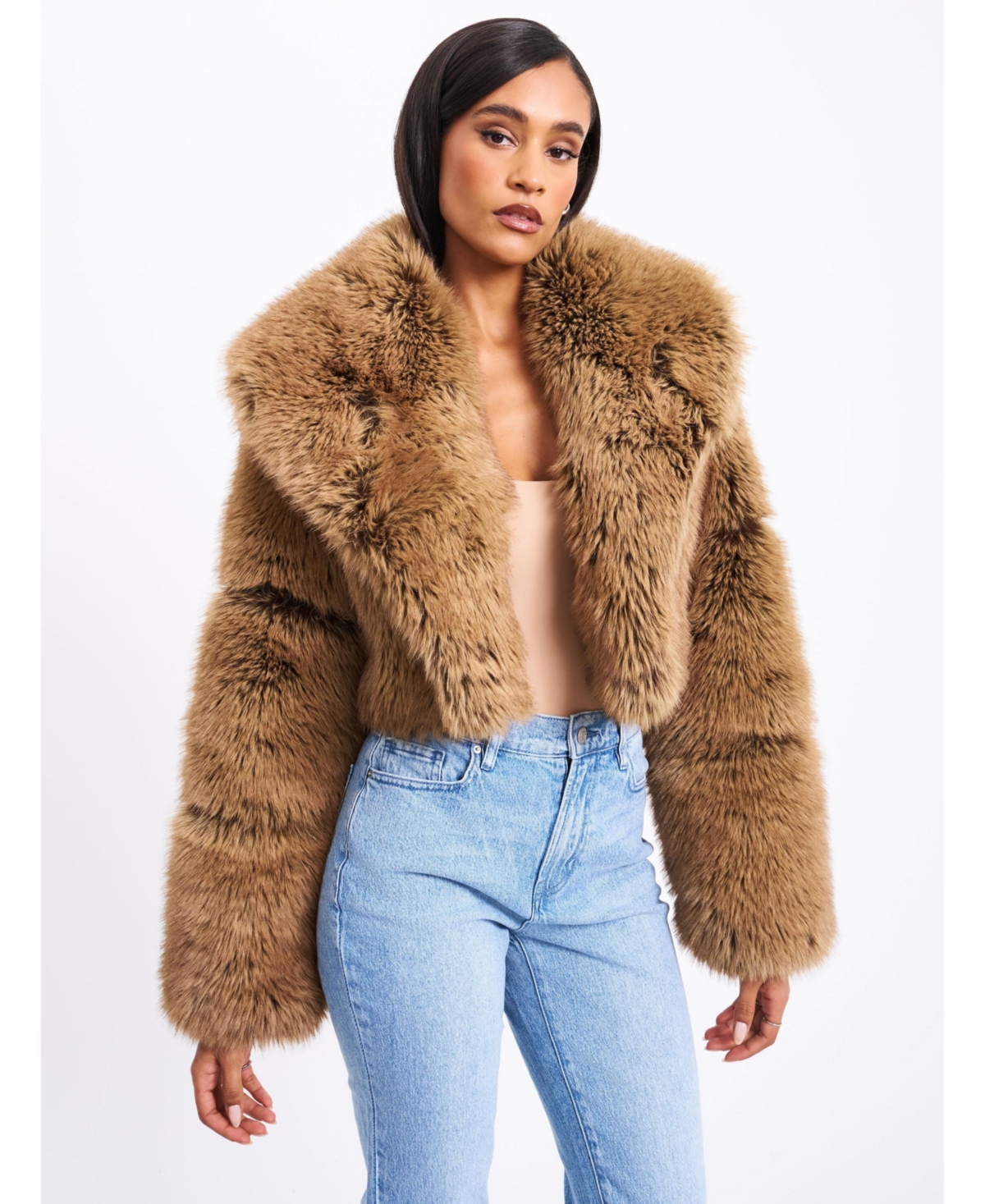 MISS CIRCLE NEW YORK Yadavi Faux Fur Cropped Jacket