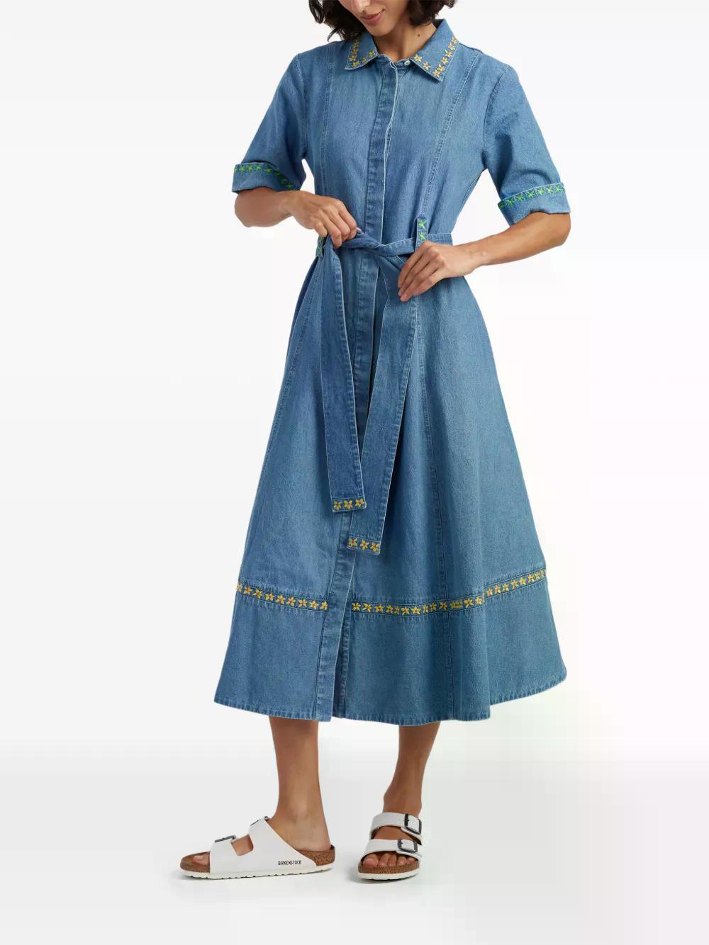 CHINTI & PARKER Embroidered Midi Shirt Dress