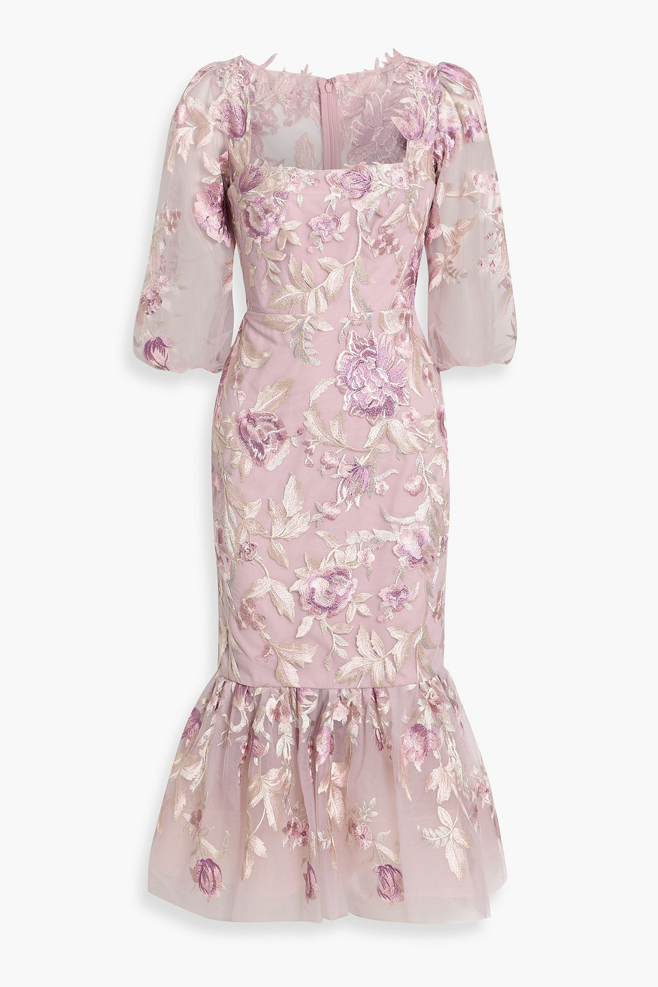 Marchesa Fringed Embroidered Tulle Midi Dress In Black - 55% Off | Editorialist Marchesa Fringed Embroidered Tulle Midi Dress In Black - 55% Off | Editorialist