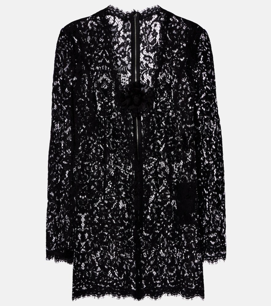 DOLCE & GABBANA Floral-Appliqué Lace Minidress