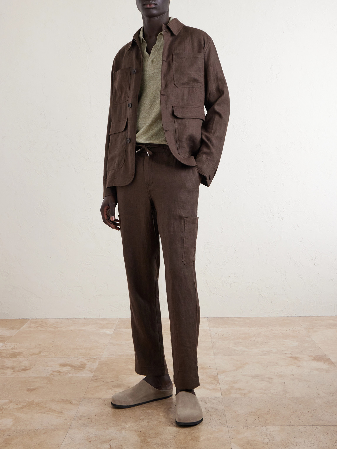 MR P. James Tapered Linen Cargo Trousers