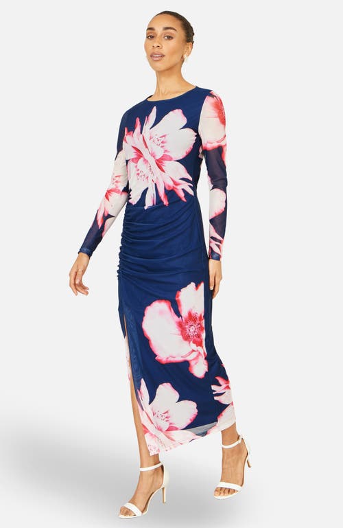 banana republic mesh long-sleeve maxi dress black floral botanical 817722 Ponte Puff-Sleeve Maxi Dress