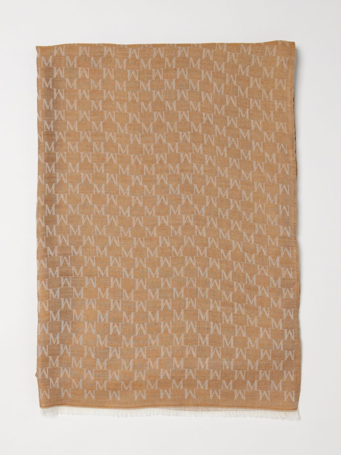 MAX MARA cotton and wool scarf with logo