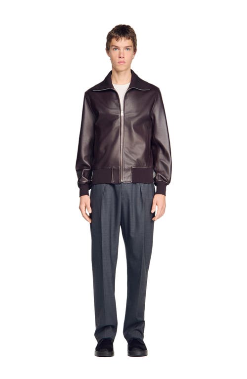 SANDRO Zipped Leather Jacket