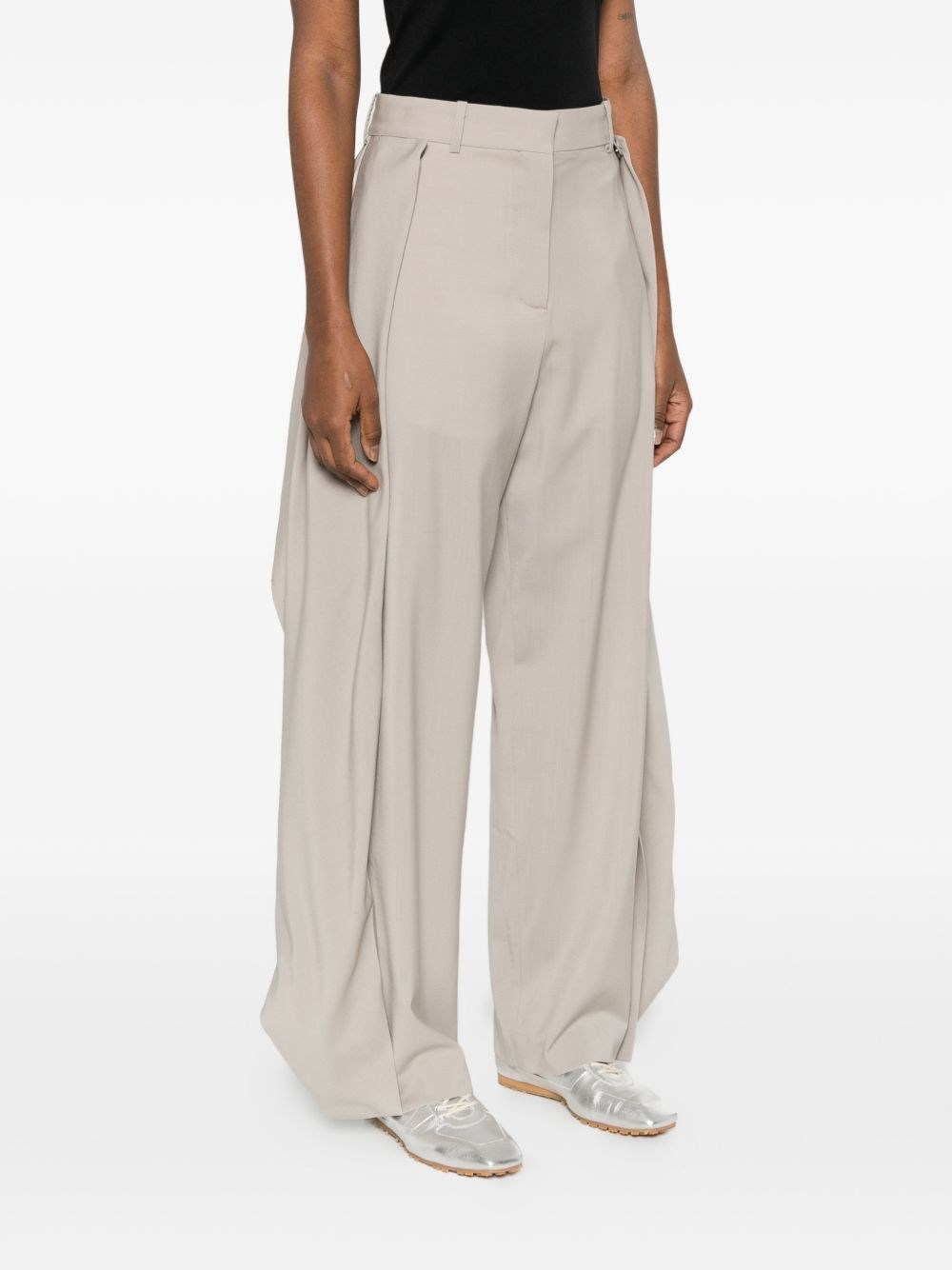 Loewe Wool Wide-Leg Trousers - Grey | Editorialist Loewe Wool Wide-Leg Trousers - Grey | Editorialist